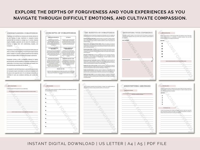 Forgiveness Workbook Printable, Forgiveness Worksheet, Forgiveness ...
