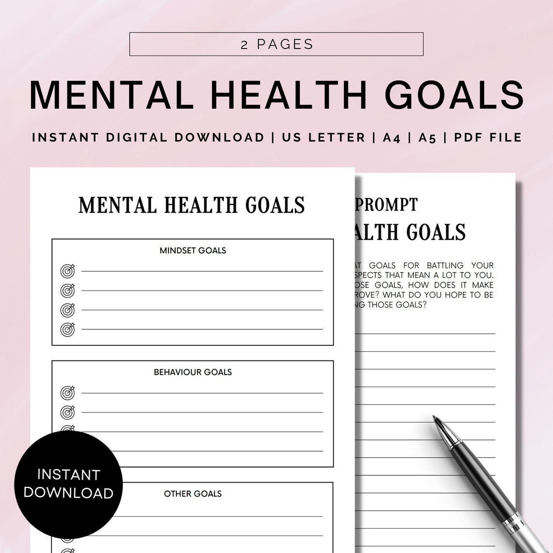 Mental Health Goal Setting, Goal Setting Worksheet, Goal Planner, Goal ...