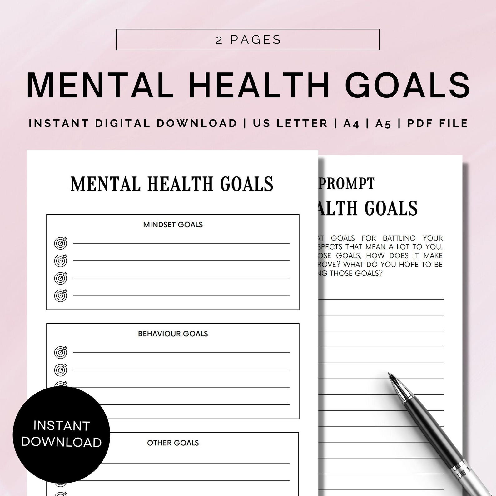 Mental Health Goal Setting, Goal Setting Worksheet, Goal Planner, Goal ...