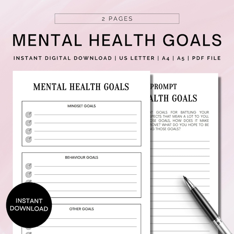 Mental Health Goal Setting, Goal Setting Worksheet, Goal Planner, Goal ...