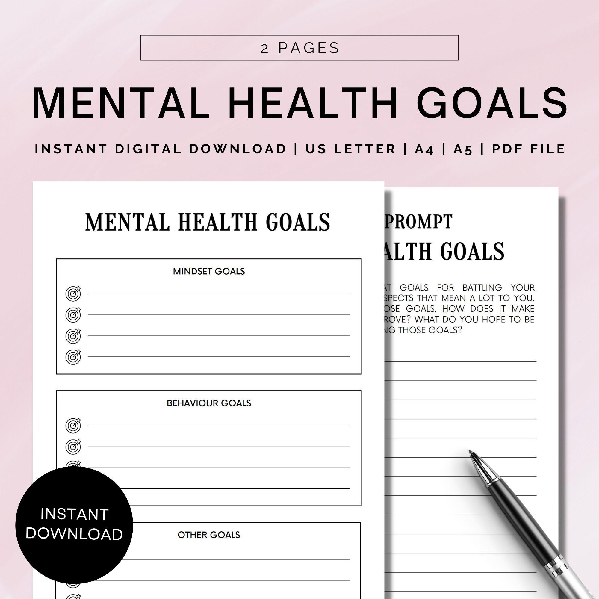 Mental Health Goal Setting, Goal Setting Worksheet, Goal Planner, Goal ...