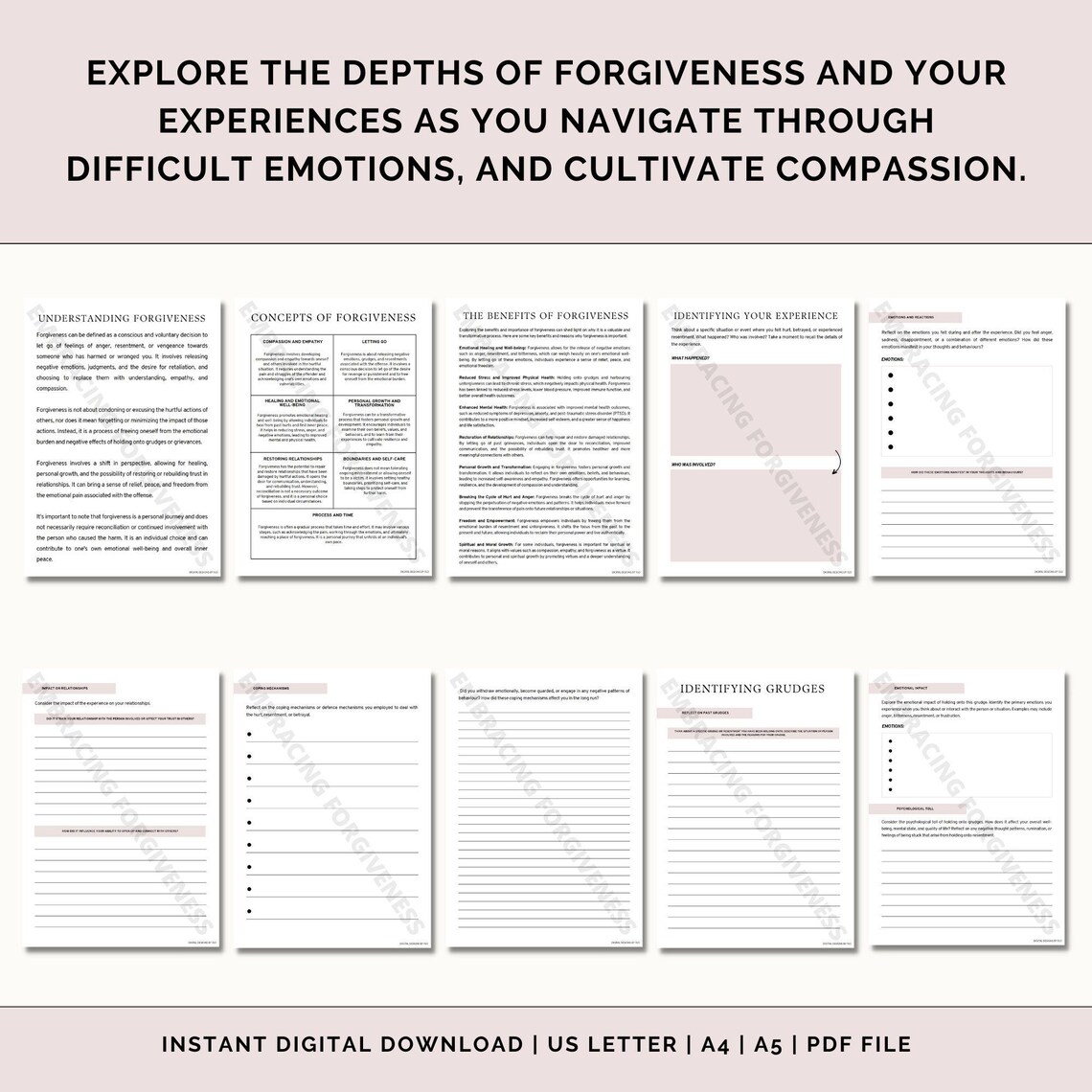 Forgiveness Workbook Printable, Forgiveness Worksheet, Forgiveness ...