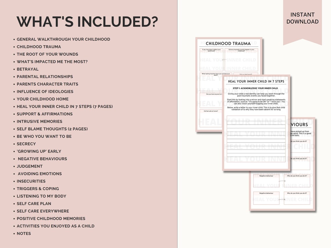 Inner Child Workbook Printable, Inner Child Healing, Therapy Resources ...