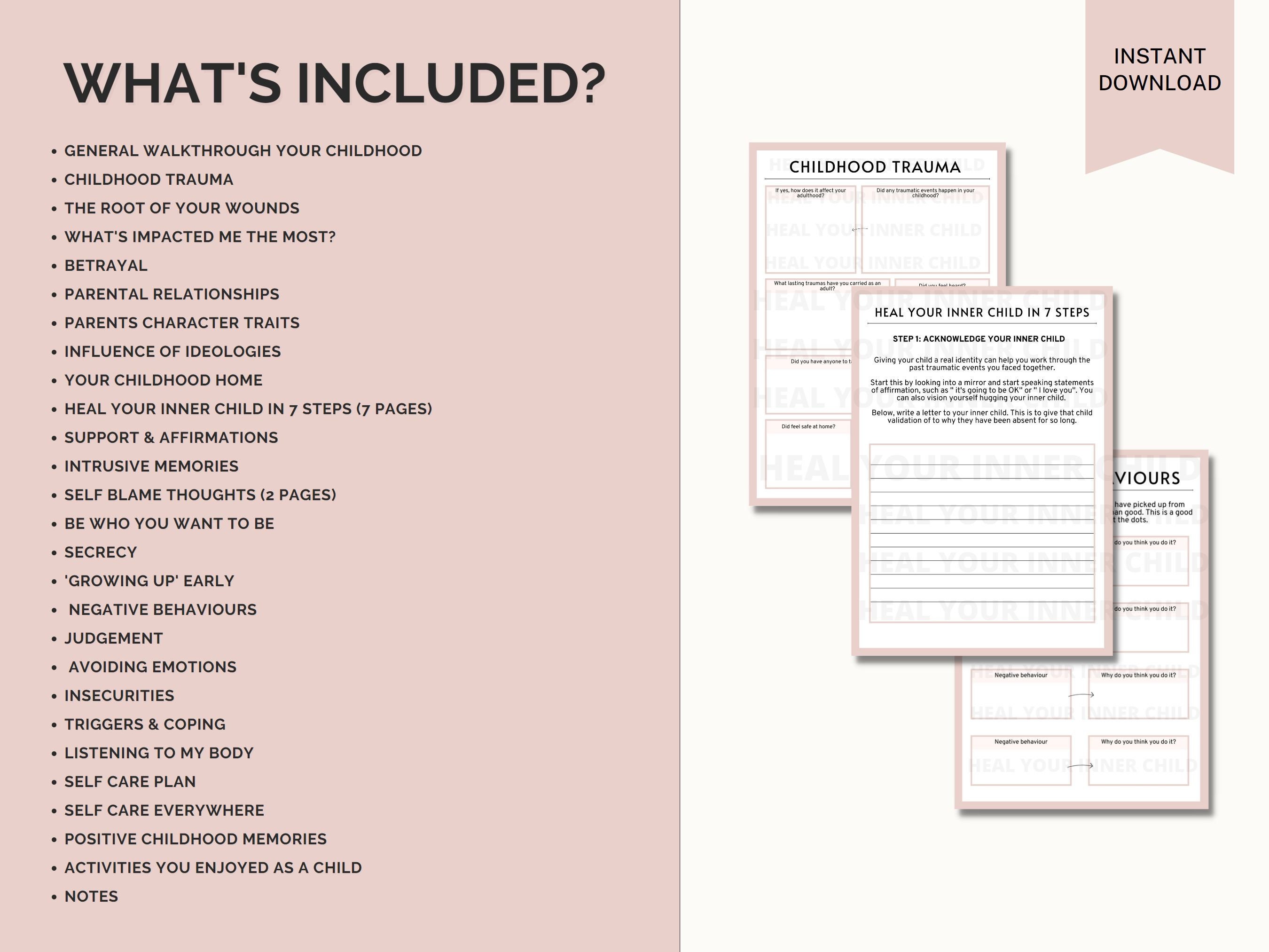 Inner Child Workbook Printable, Inner Child Healing, Therapy Resources ...