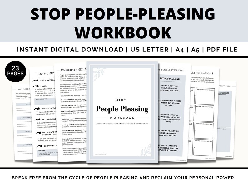 People Pleasing Workbook Printable, Self-love Workbook, Self-awareness ...