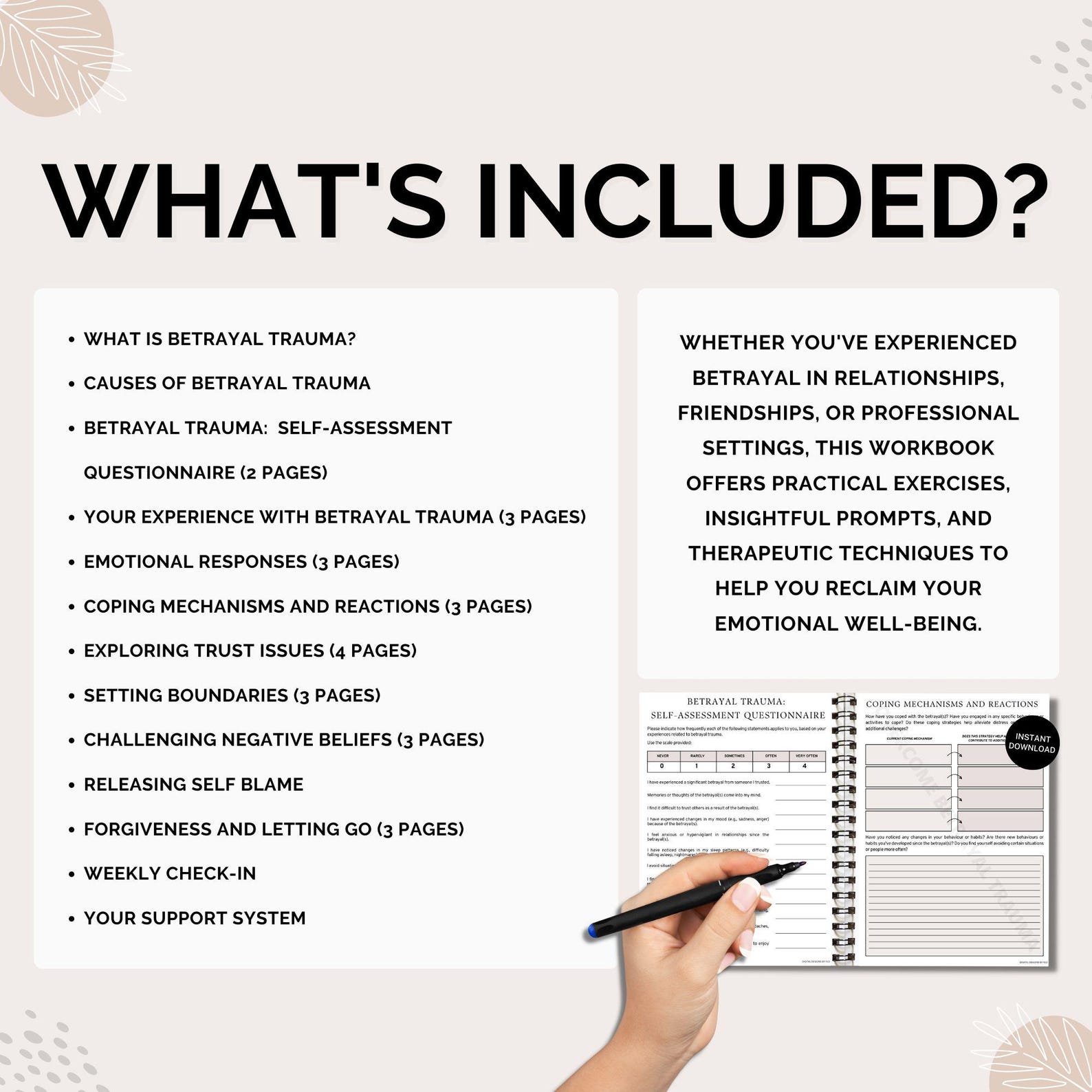 Betrayal Trauma Workbook Printable, Trauma Healing Journal, Therapy ...