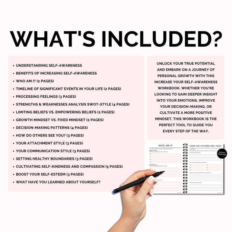 Self Awareness Worksheets, Identity Workbook, Emotional Intelligence ...