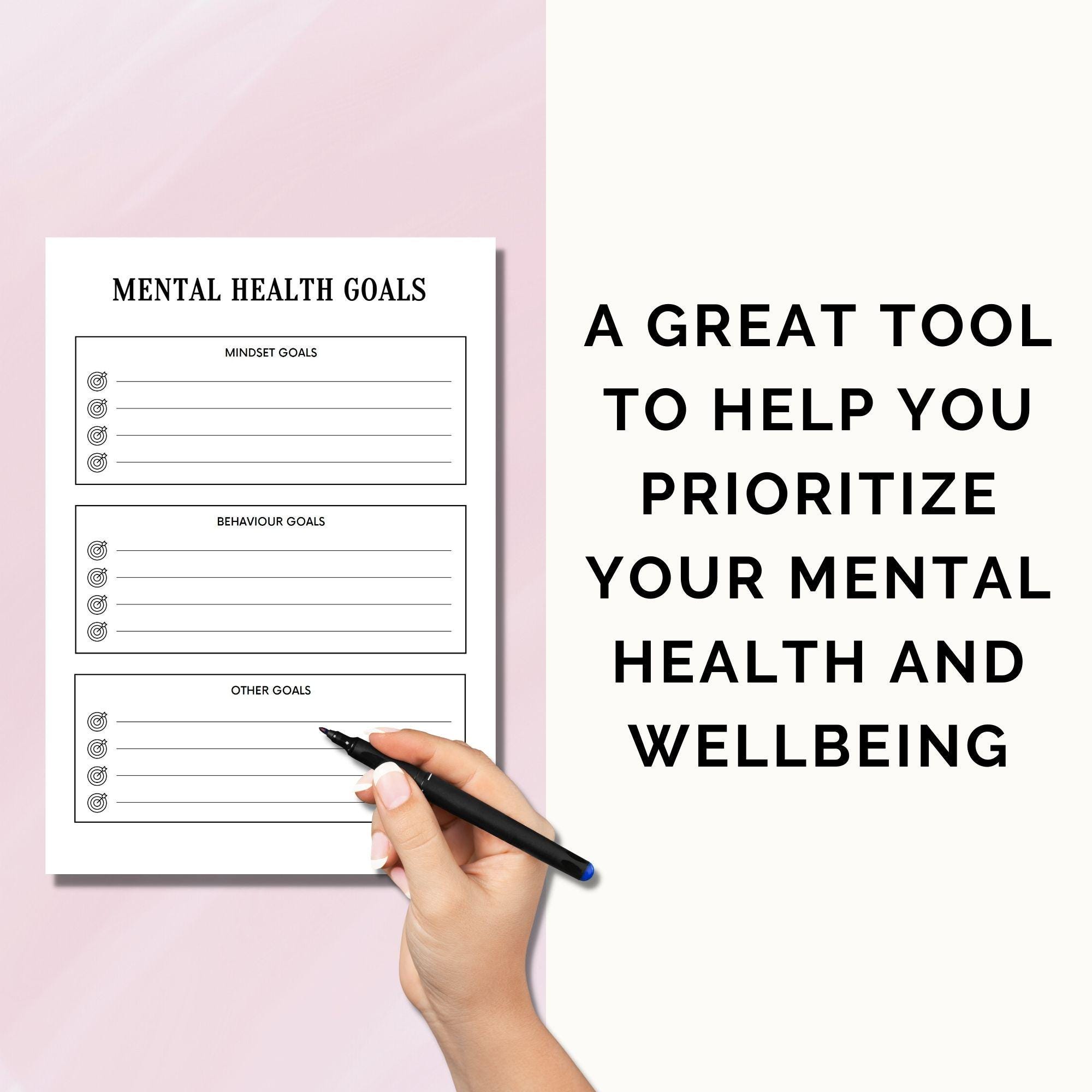 Mental Health Goal Setting, Goal Setting Worksheet, Goal Planner, Goal ...