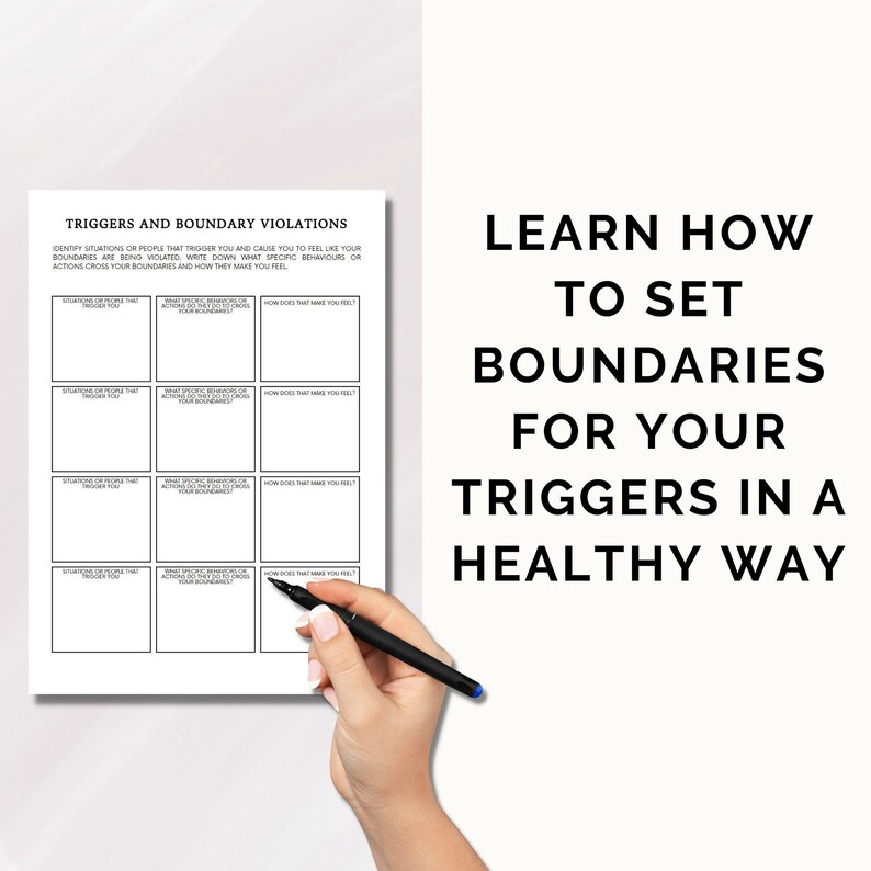 Triggers and Boundary Violations Worksheet, Setting Boundaries ...