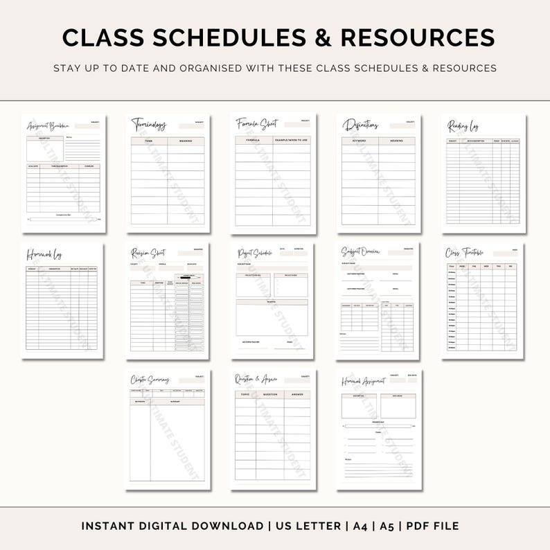 Student Planner Printable, Study Planner, School, College, Academic Planners, Semester Planners ...