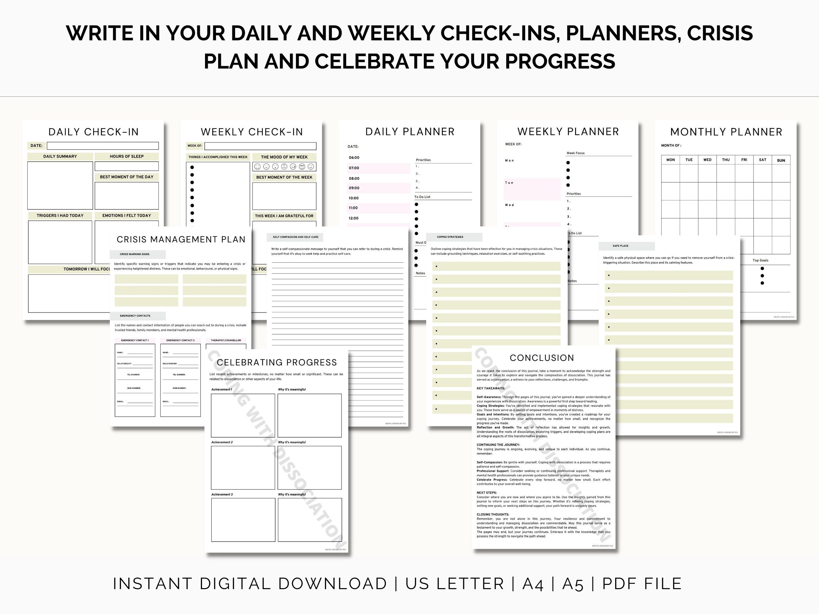 Printable Dissociation Journal, Dissociative Disorders, Trauma Therapy ...