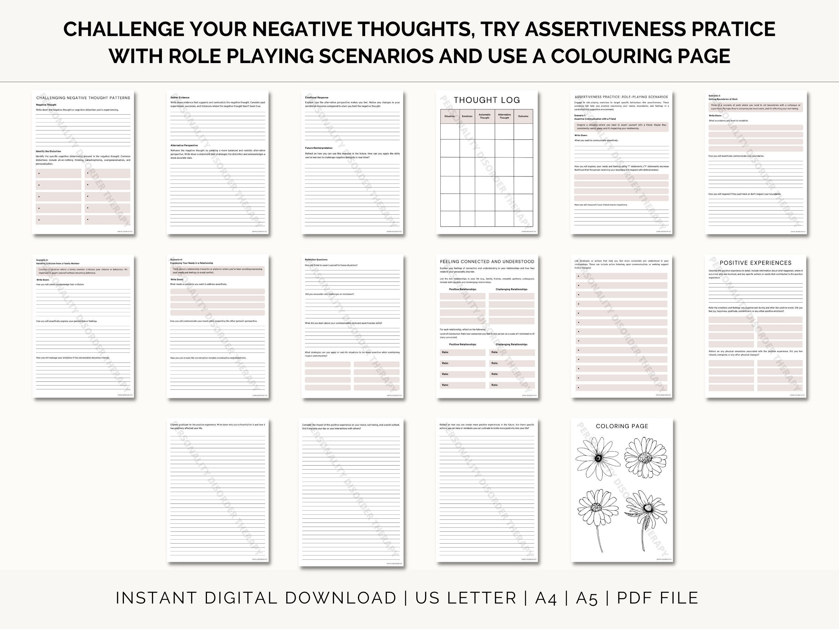 Personality Disorder Therapy Journal, BPD Workbook, Borderline ...