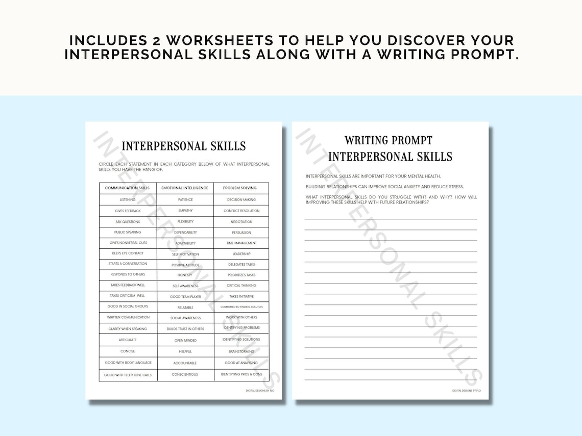 Printable Interpersonal Skills Worksheets, Communication Journal, CBT ...