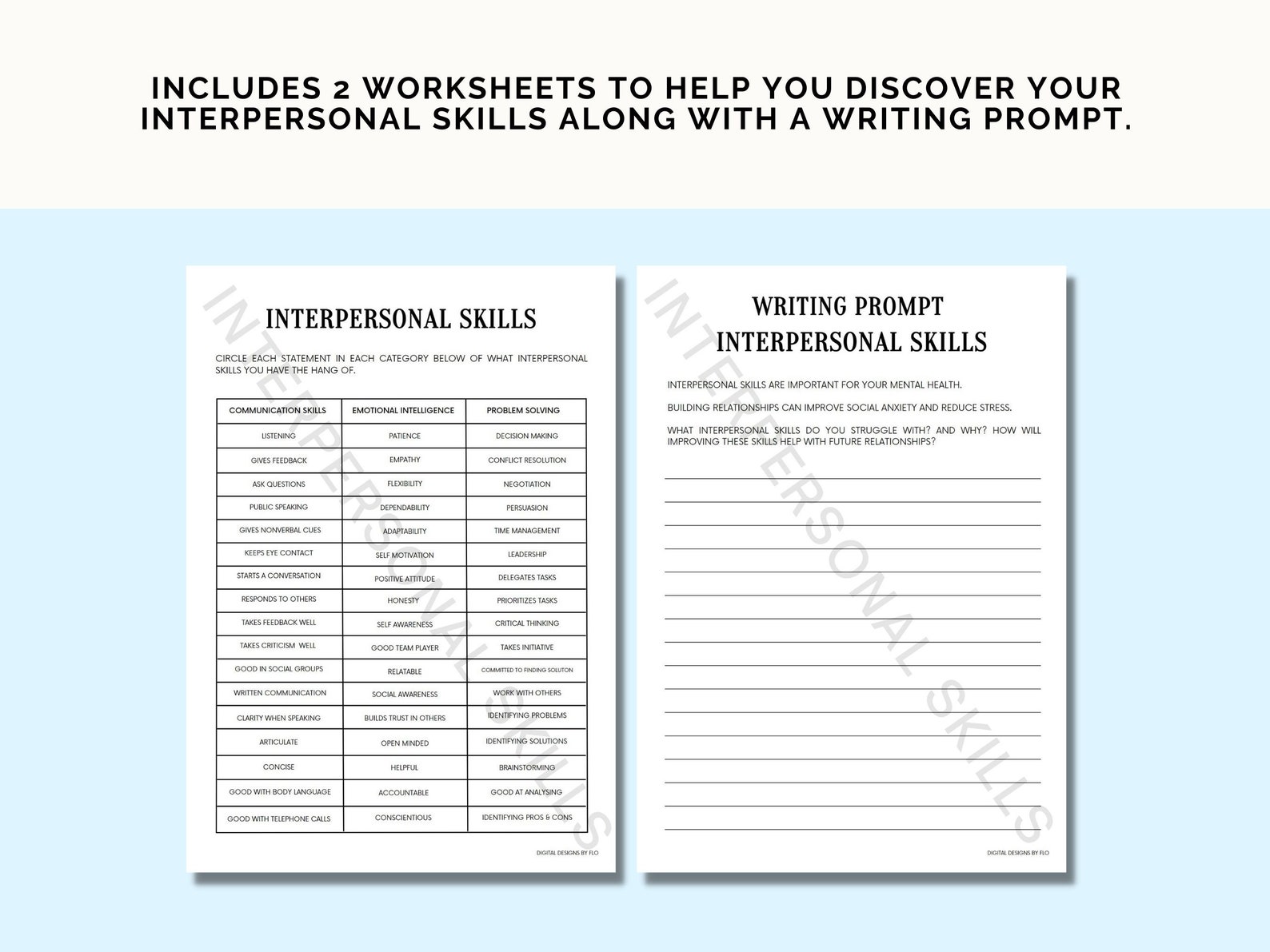 Printable Interpersonal Skills Worksheets, Communication Journal, CBT ...