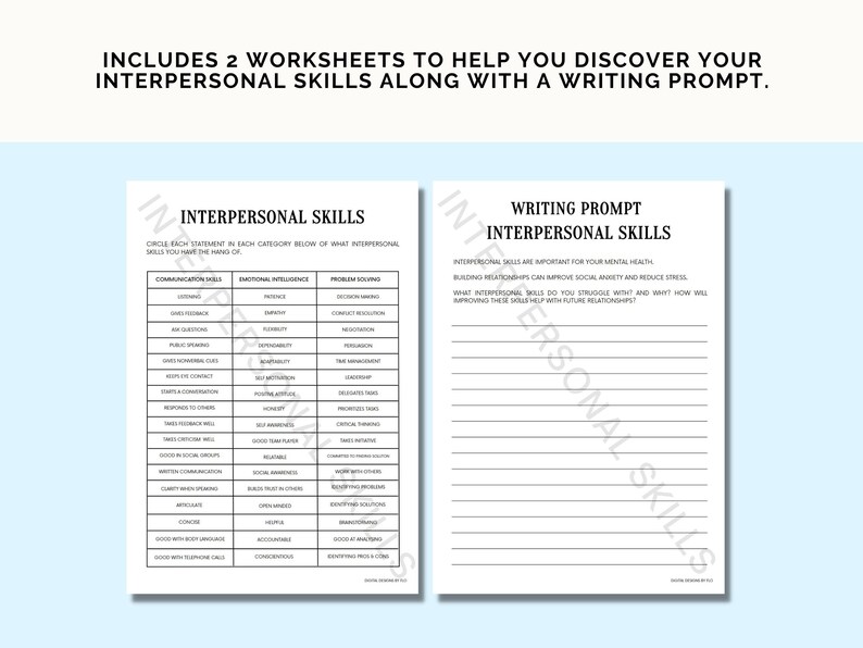 Printable Interpersonal Skills Worksheets, Communication Journal, CBT ...