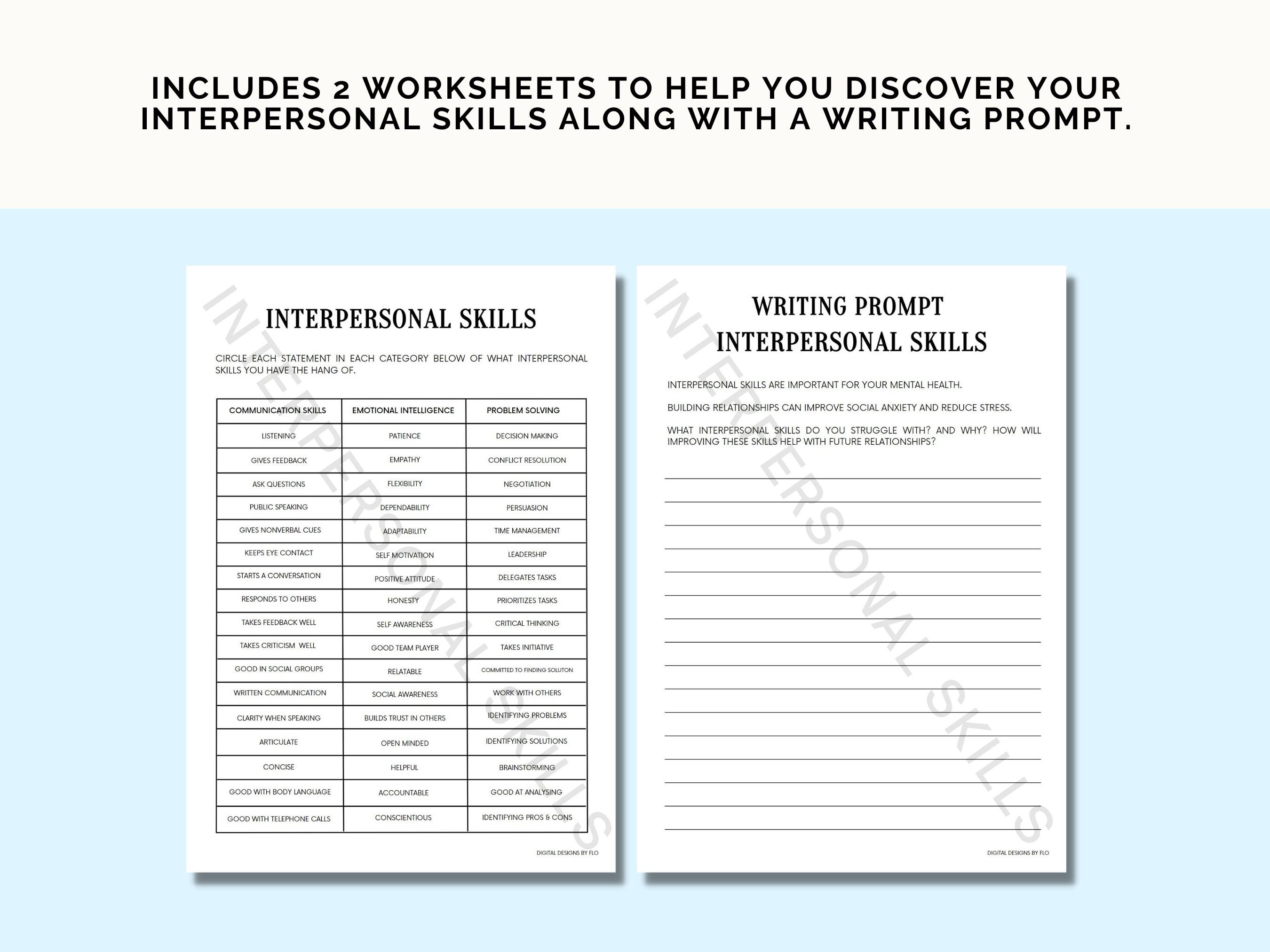 Printable Interpersonal Skills Worksheets, Communication Journal, CBT ...