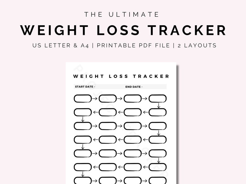Weight Loss Tracker Printable, Weight Loss Journal, Weight Log, Weight ...