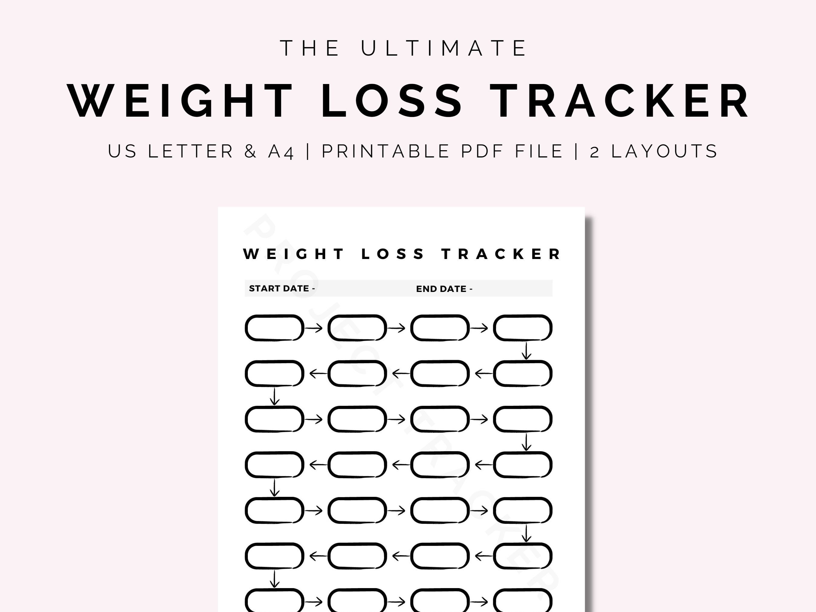 Weight Loss Tracker Printable, Weight Loss Journal, Weight Log, Weight ...