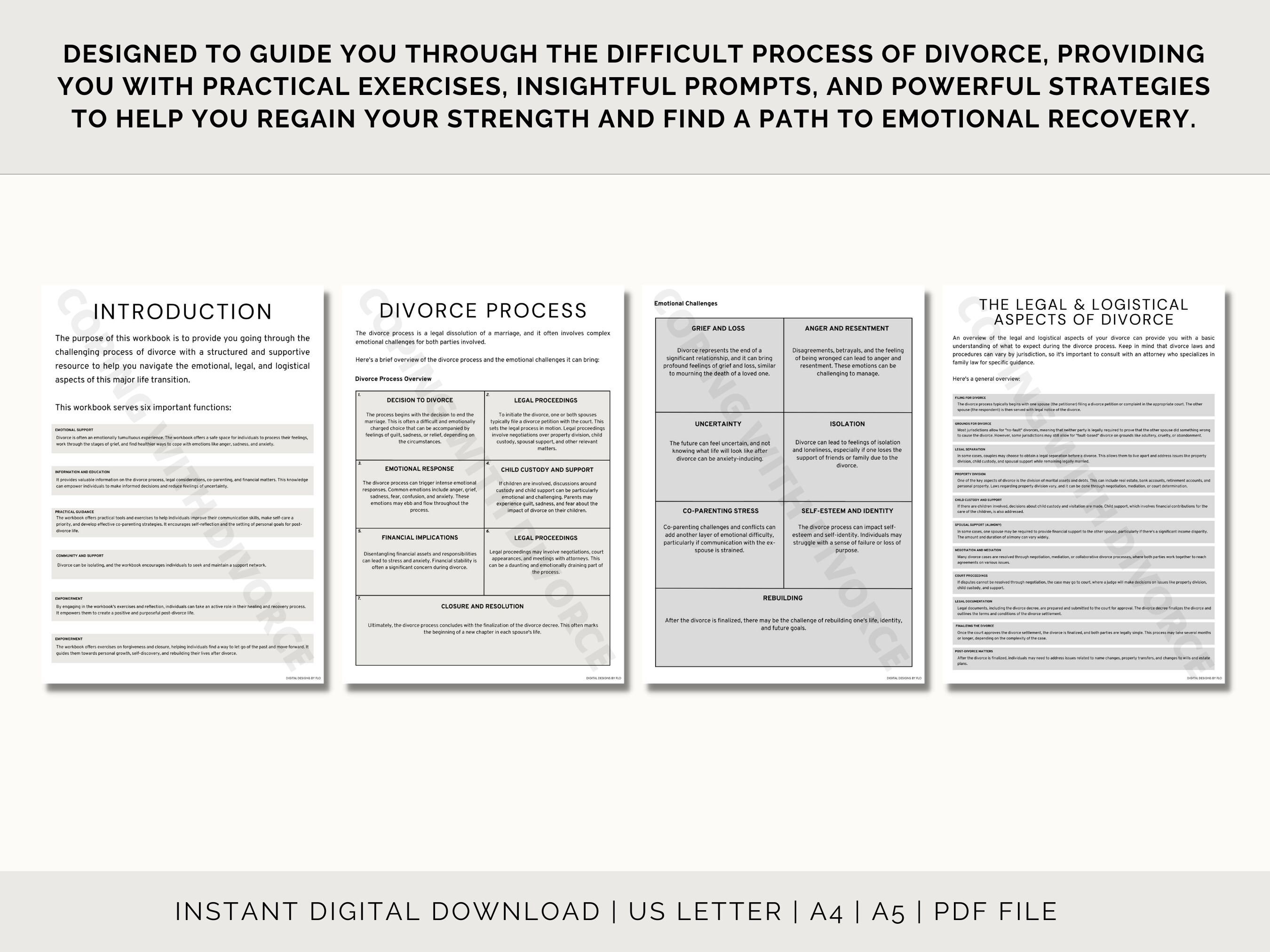 Divorce Therapy Workbook, Coping With Divorce for Adults, Breakup ...