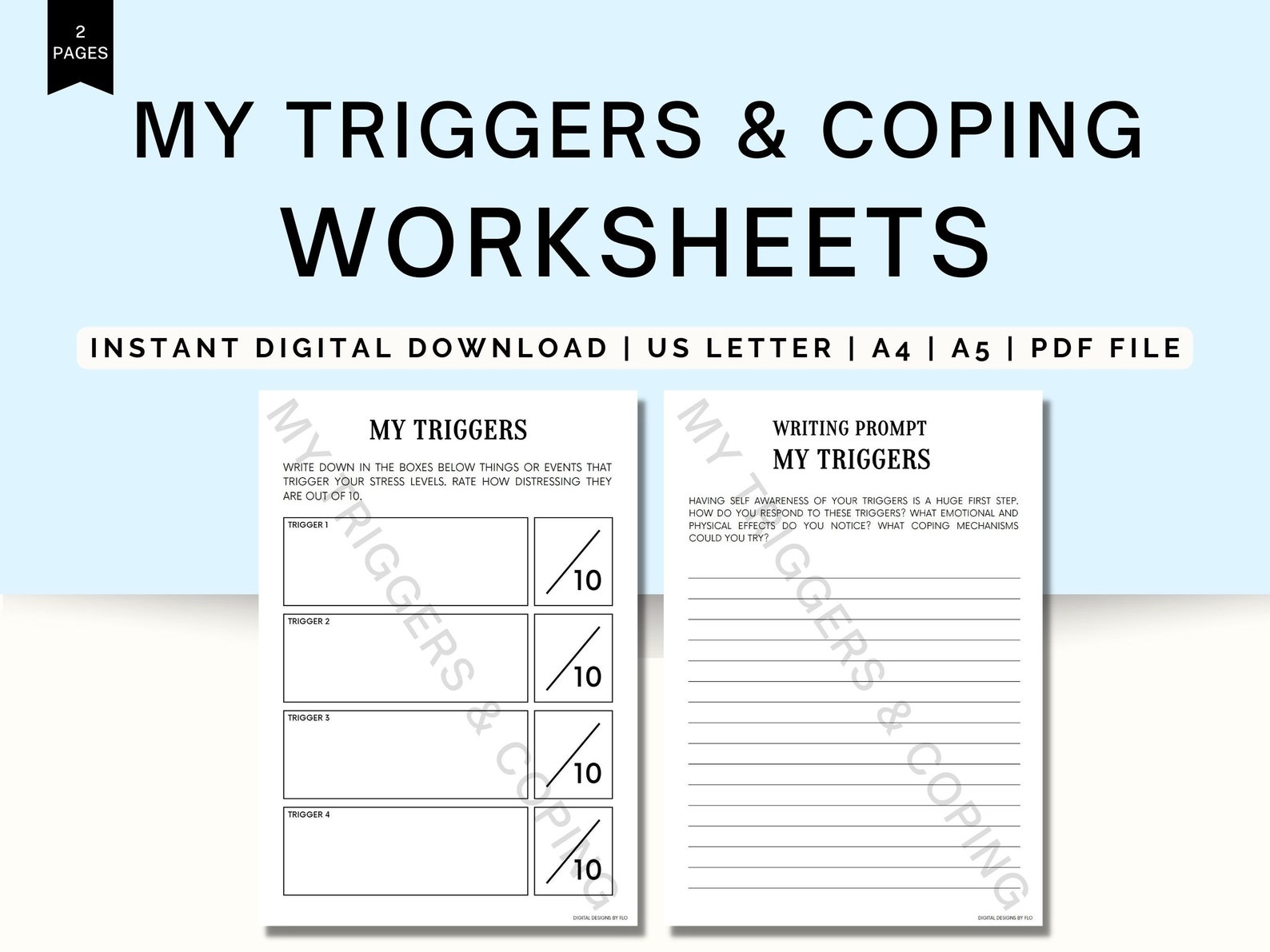 Triggers and Coping Worksheet Printable Trigger Processing Worksheets ...