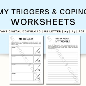 Triggers and Coping Worksheet Printable Trigger Processing Worksheets, Thought Processing ...