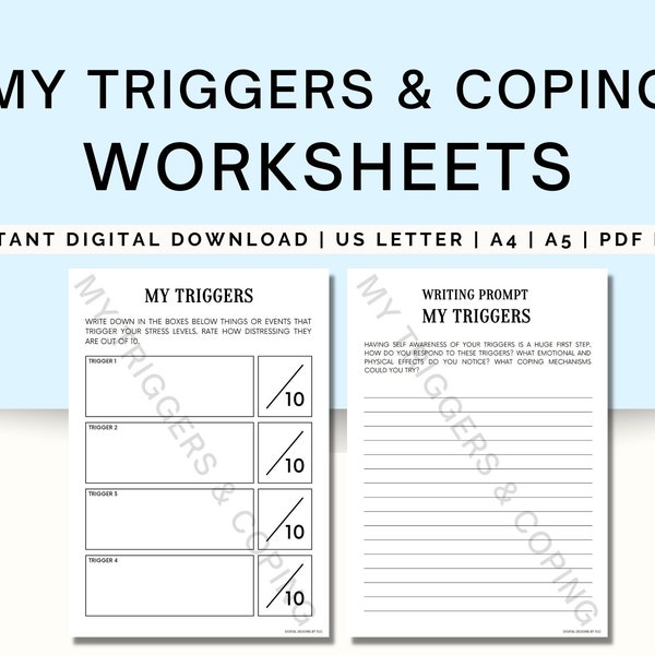 Triggers and Coping Worksheet - Etsy