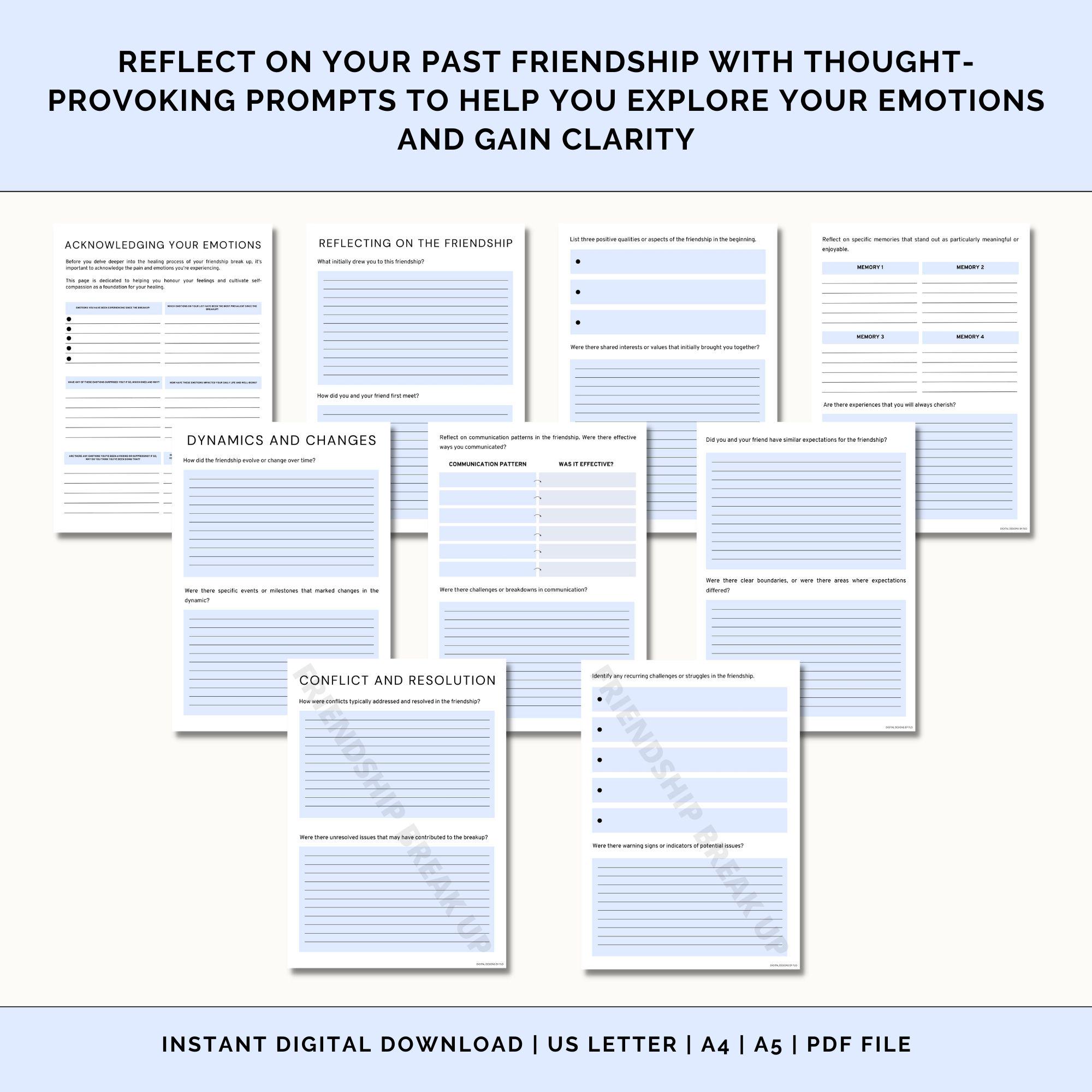 Printable Friendship Breakup Journal, Breakdown Worksheets, Breakup ...