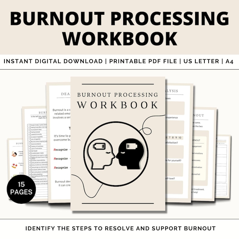 Burnout Journal Printable, Burnout Workbook, Stress Management, Burnout ...