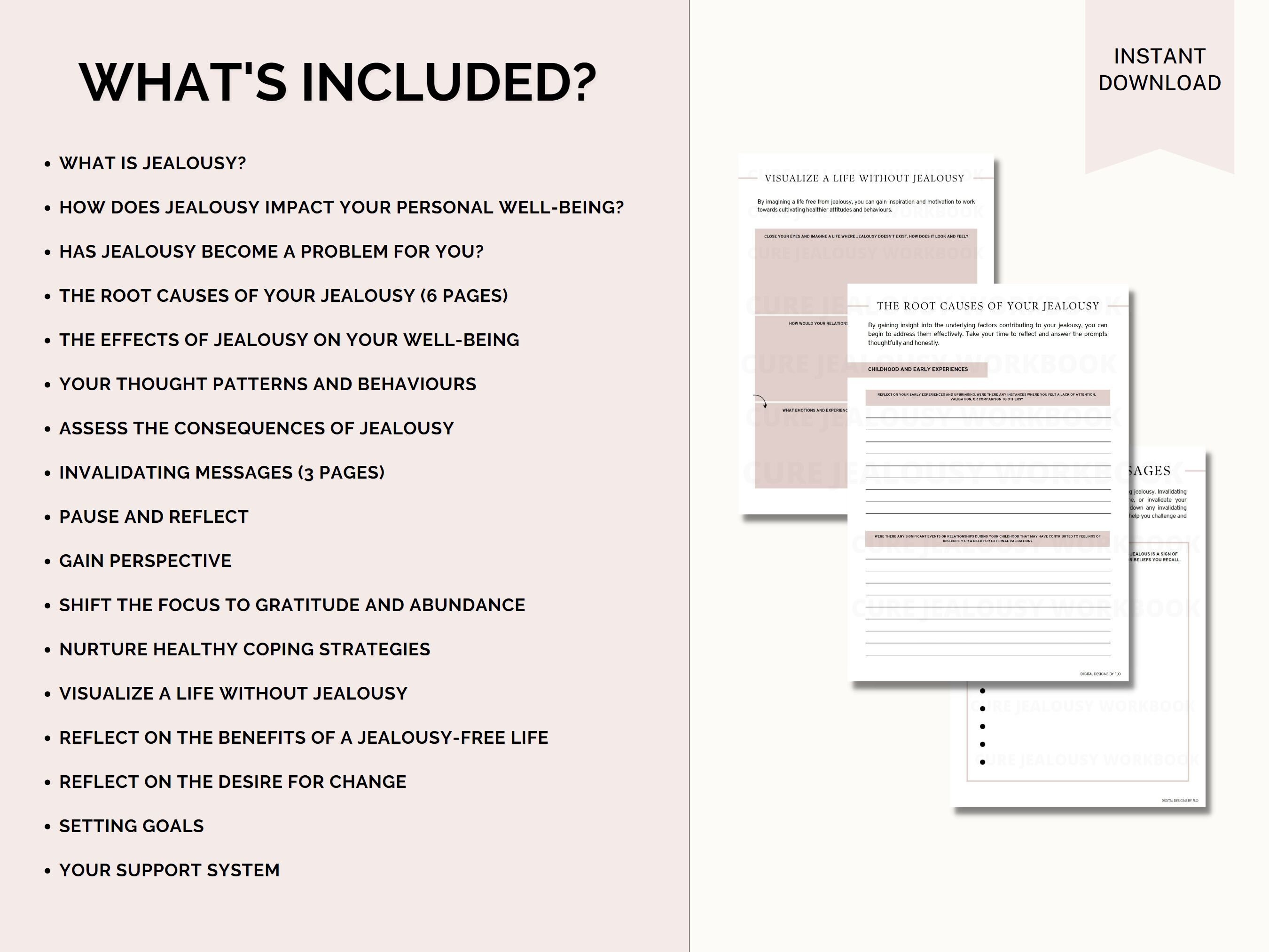 Cure Jealousy Workbook, Jealousy Processing Prompts, Competition ...
