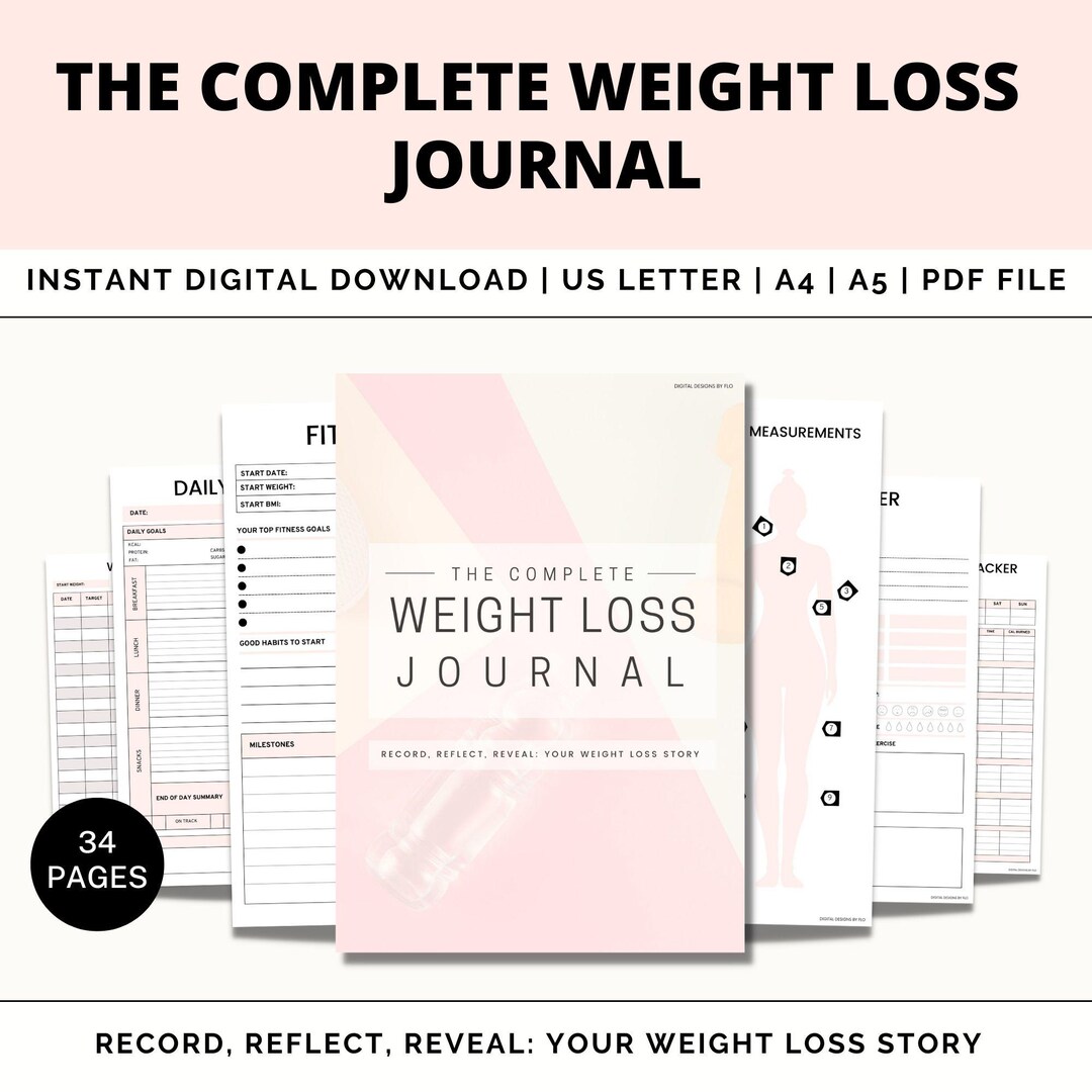 Printable Health and Fitness Journal, Weight Loss Tracker, Fitness ...