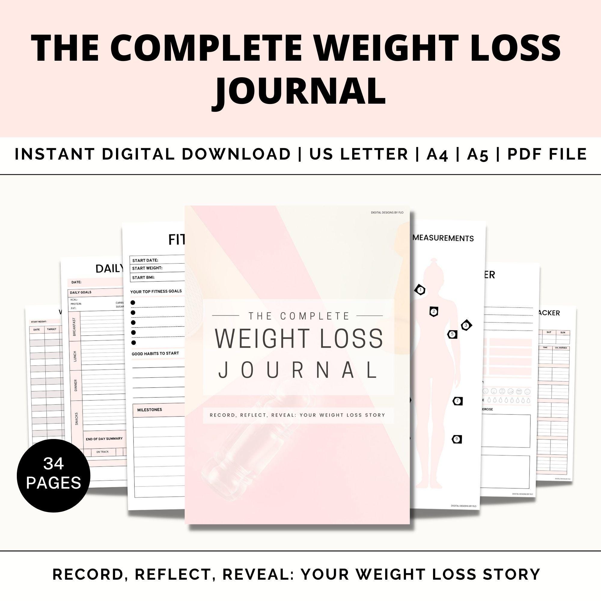Printable Health and Fitness Journal, Weight Loss Tracker, Fitness ...