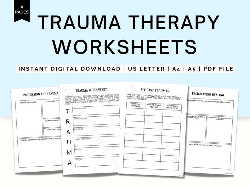 Trauma Therapy Worksheets, Trauma Workbook, Trauma Therapy, Trauma ...