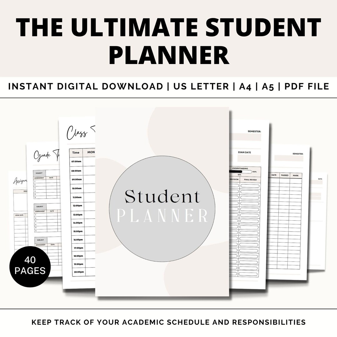 Student Planner Printable, Study Planner, School, College, Academic ...