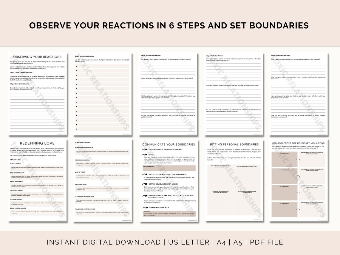 Toxic Relationship Workbook, Breakdown Worksheets, Relationship Therapy ...