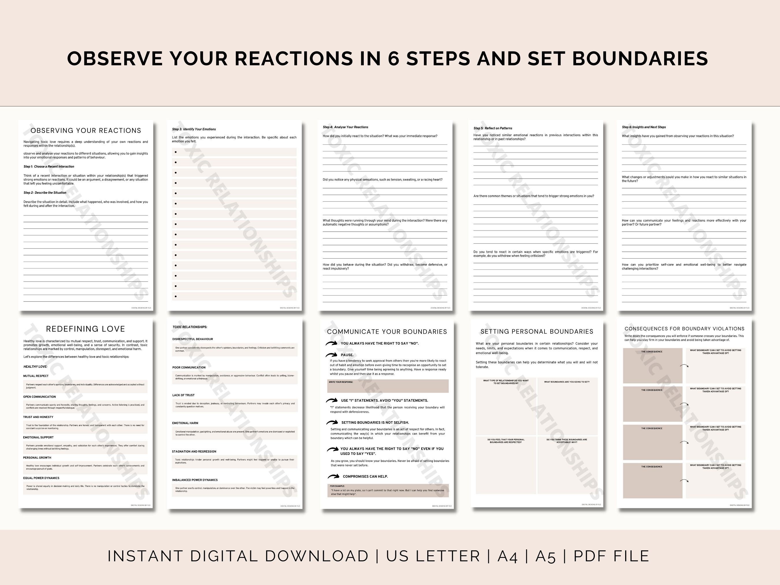 Toxic Relationship Workbook, Breakdown Worksheets, Relationship Therapy ...