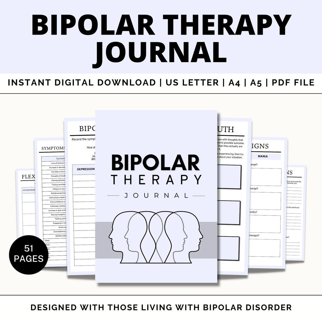 Bipolar Journal Printable, Bipolar Mood Tracker, Bipolar Disorder ...