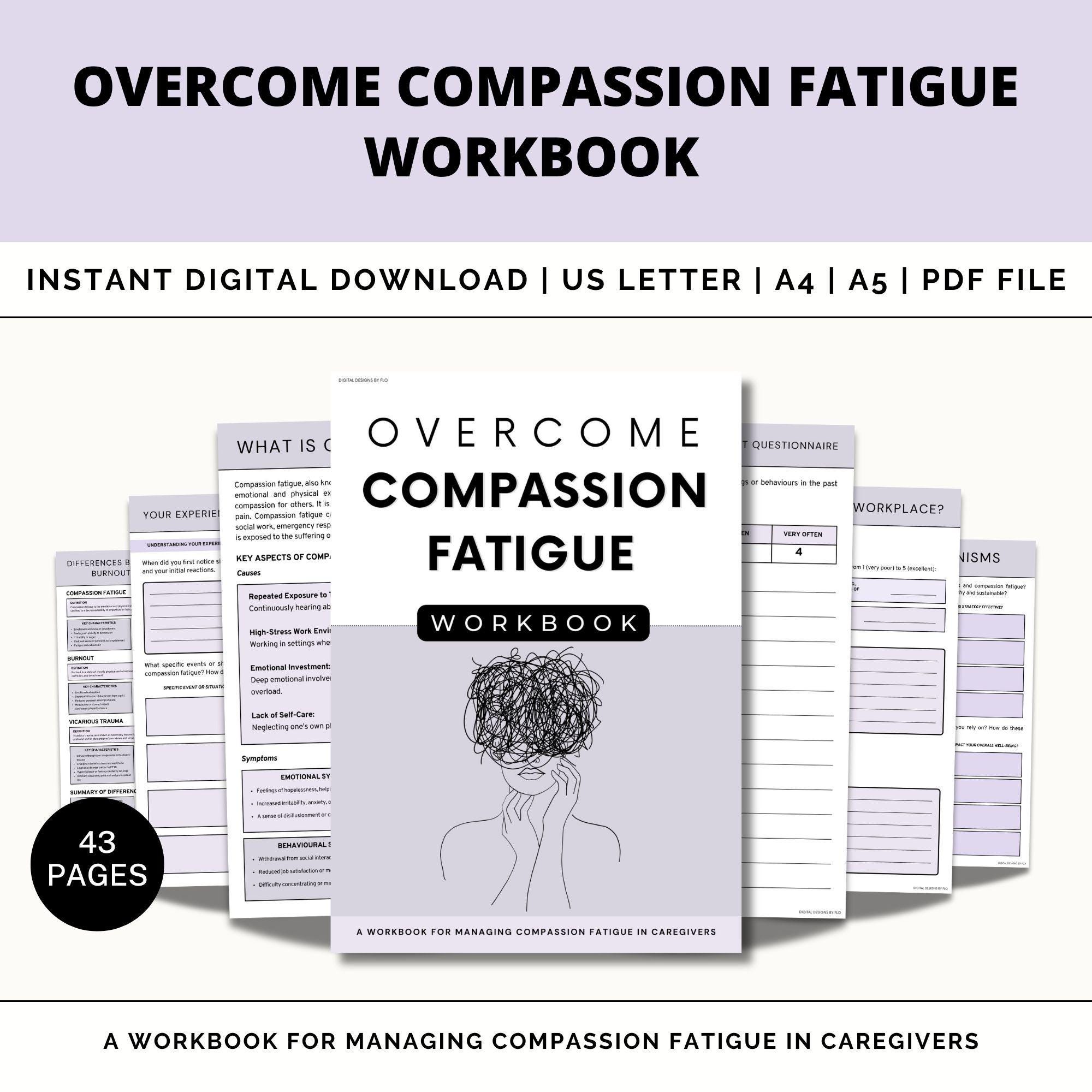 Compassion Fatigue Workbook, Burnout Recovery, Self Compassion Toolkit ...