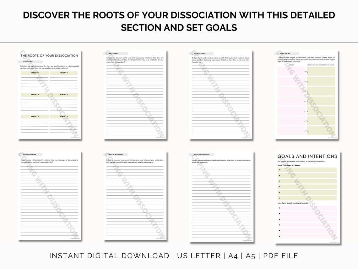 Printable Dissociation Journal, Dissociative Disorders, Trauma Therapy ...