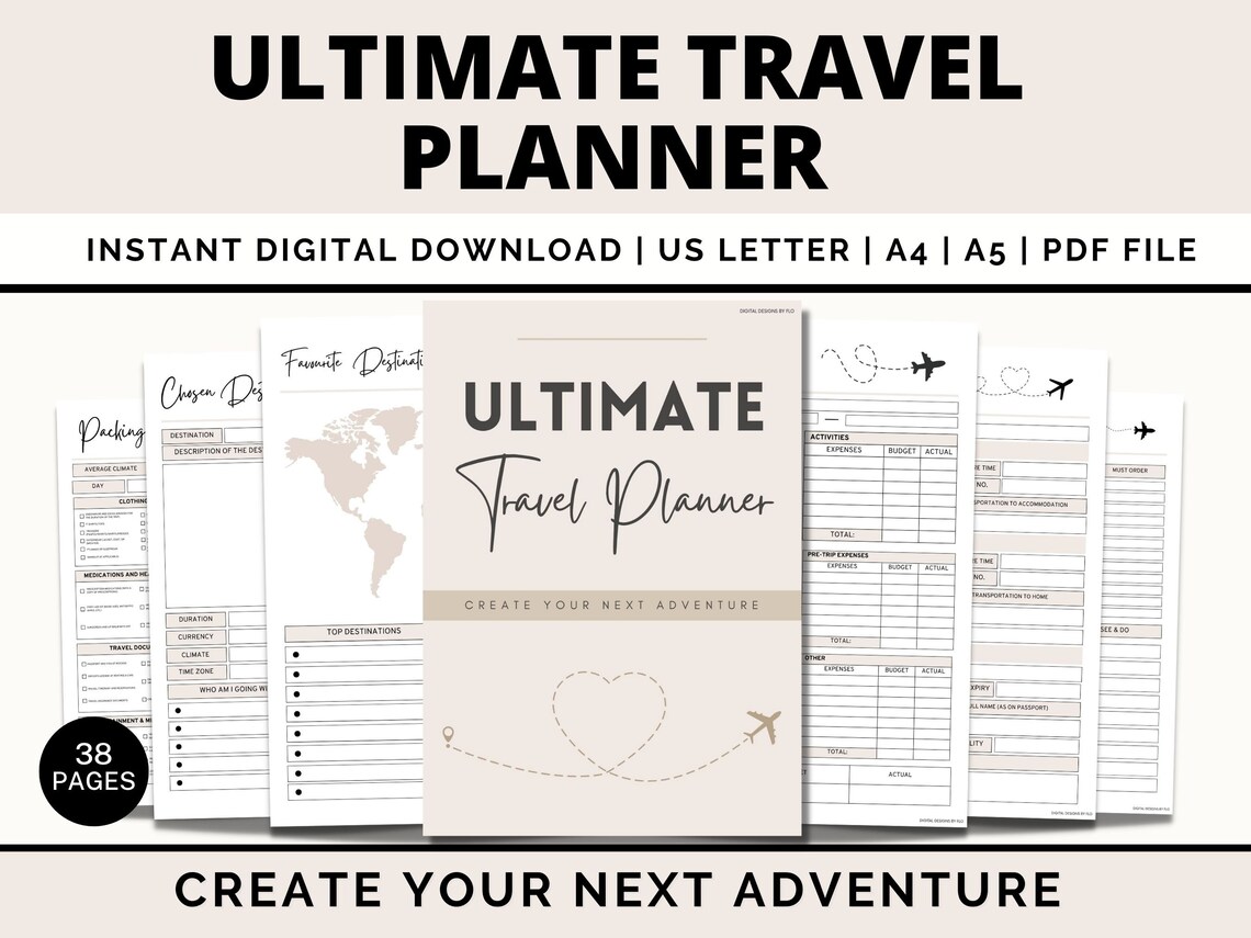 Ultimate Travel Planner Printable, Trip Itinerary, Packing List, Travel Organizer, Trip Template ...