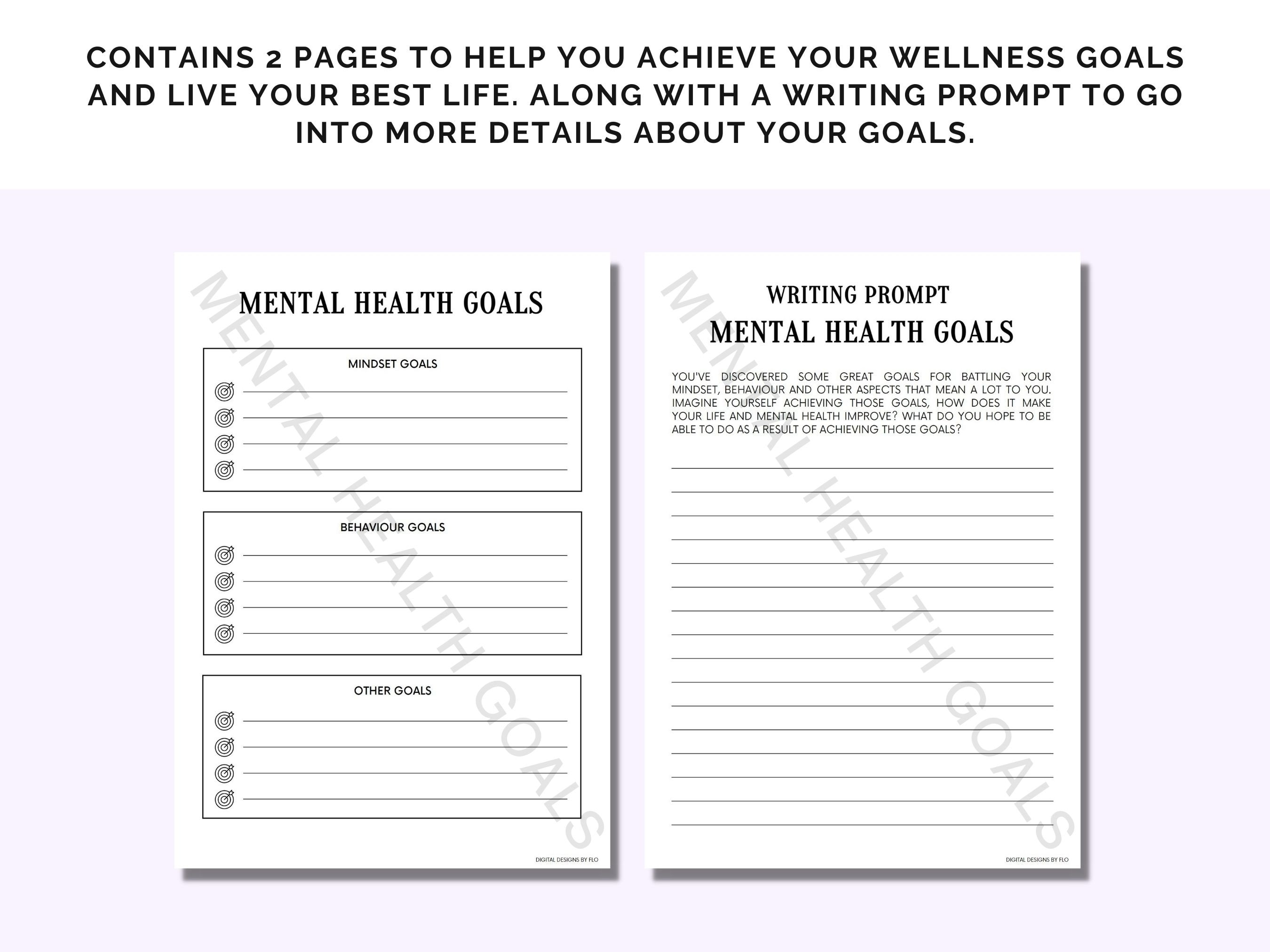Mental Health Goal Setting, Goal Setting Worksheet, Goal Planner, Goal ...