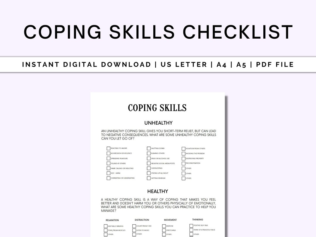 Coping Skills Checklist for Managing Stress and Anxiety, Therapy ...