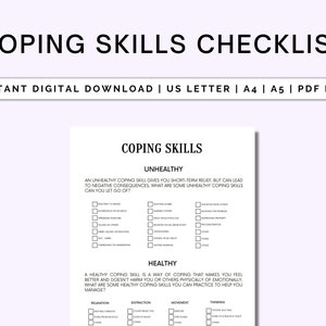 Coping Skills Checklist for Managing Stress and Anxiety, Therapy ...
