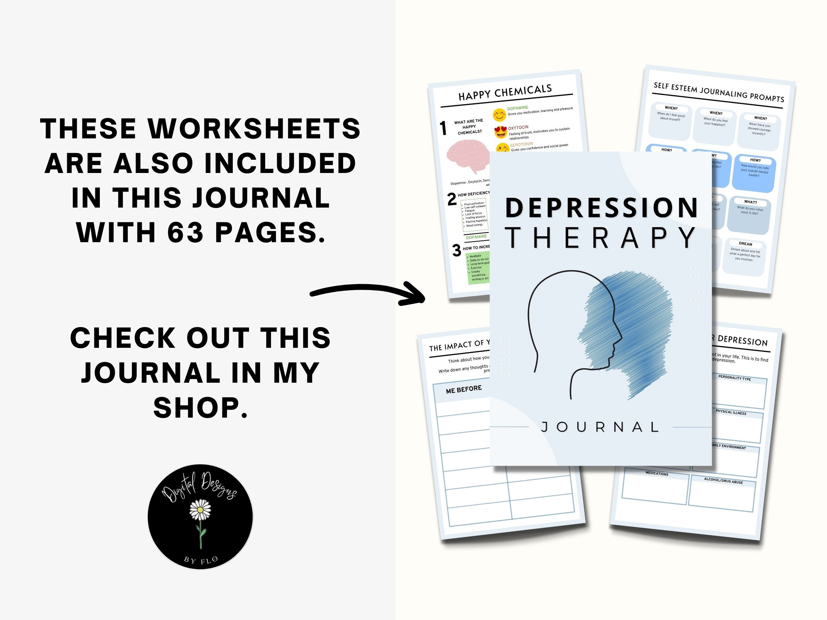 Depression Worksheets, Depression Journal, Depression Therapy, CBT ...