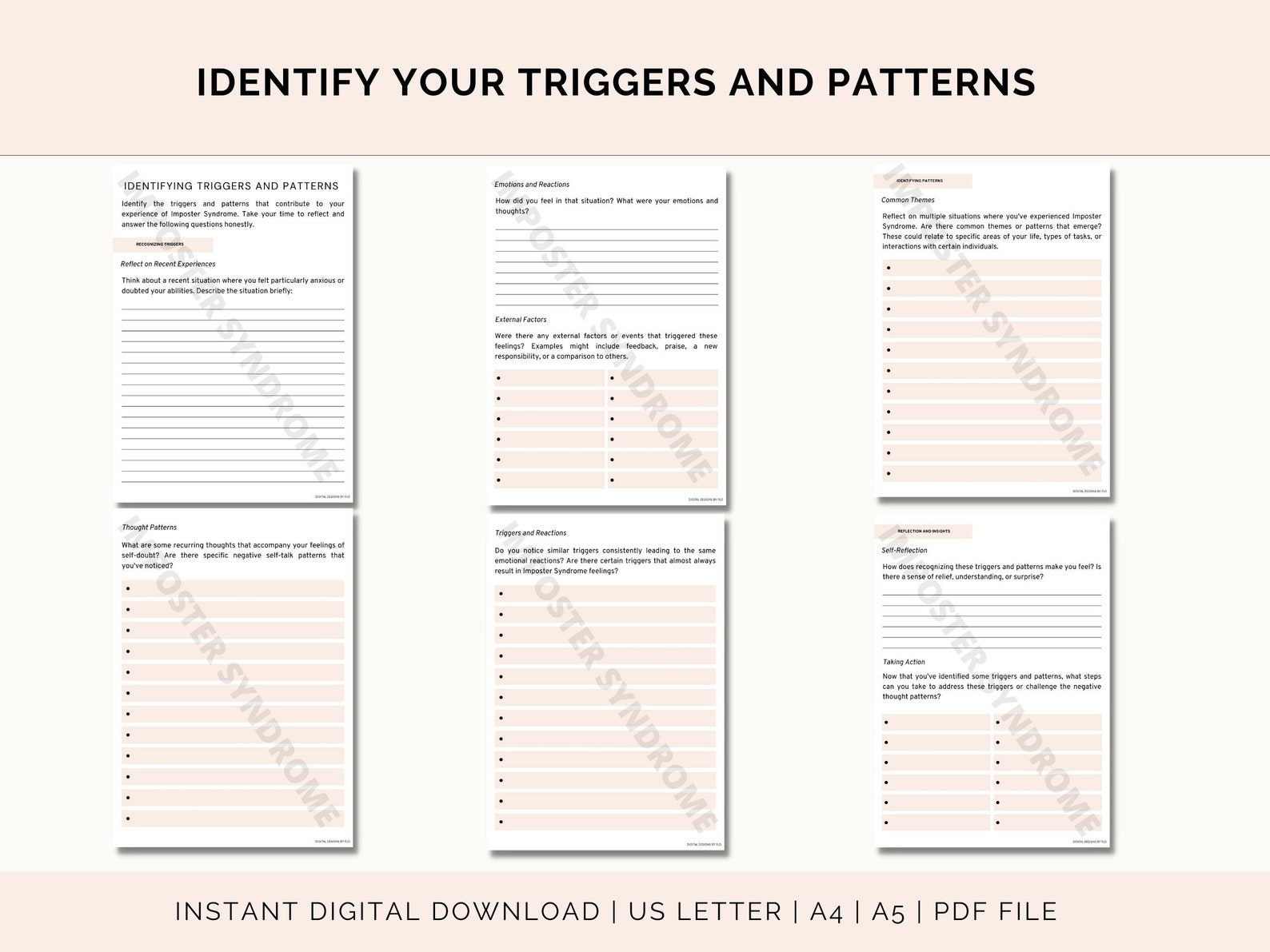 Imposter Syndrome Worksheets, Self Sabotage Workbook, Overcome ...