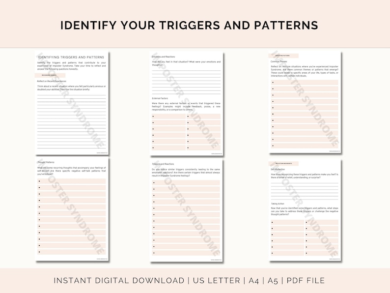 Imposter Syndrome Worksheets, Self Sabotage Workbook, Overcome ...