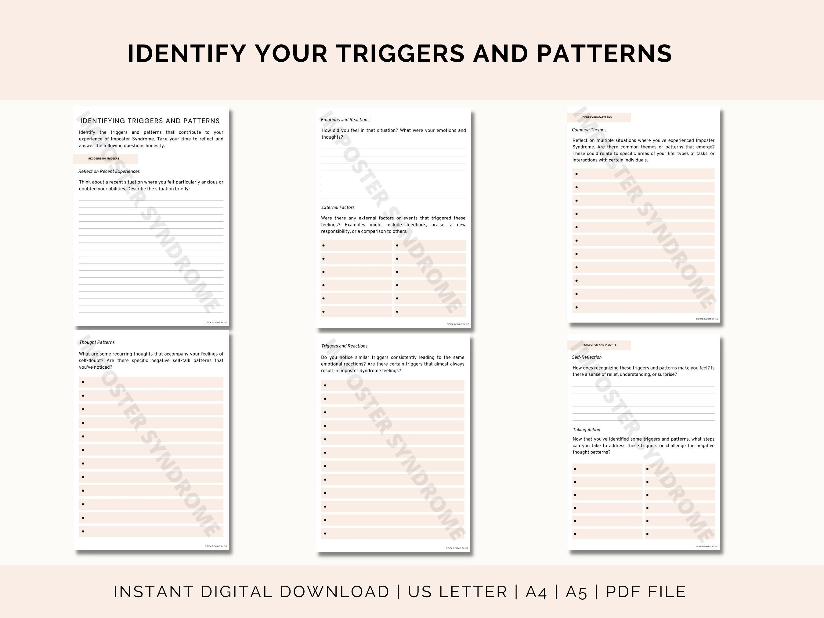 Imposter Syndrome Worksheets, Self Sabotage Workbook, Overcome ...