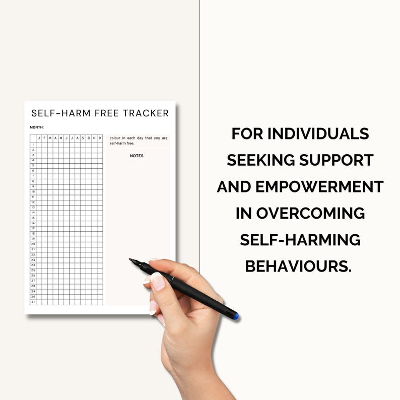 Self-harm Recovery Therapy Worksheets, Tools for Self Injury Recovery ...