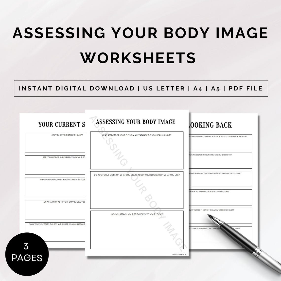 Body Image Worksheets, Body Positivity Workbook, Therapy Worksheet ...