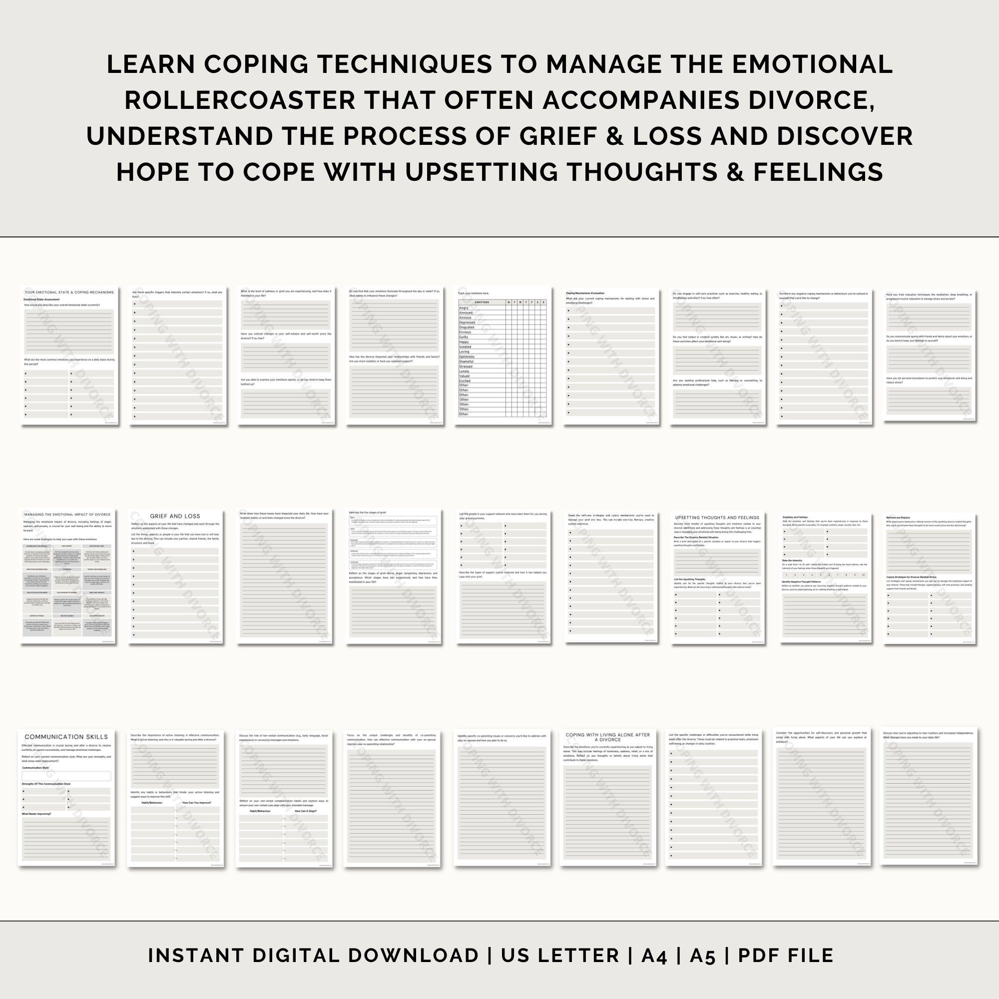 Divorce Therapy Workbook, Coping With Divorce for Adults, Breakup ...