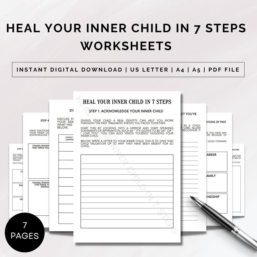Inner Child Worksheets Printable, Inner Child Workbook, Inner Child ...
